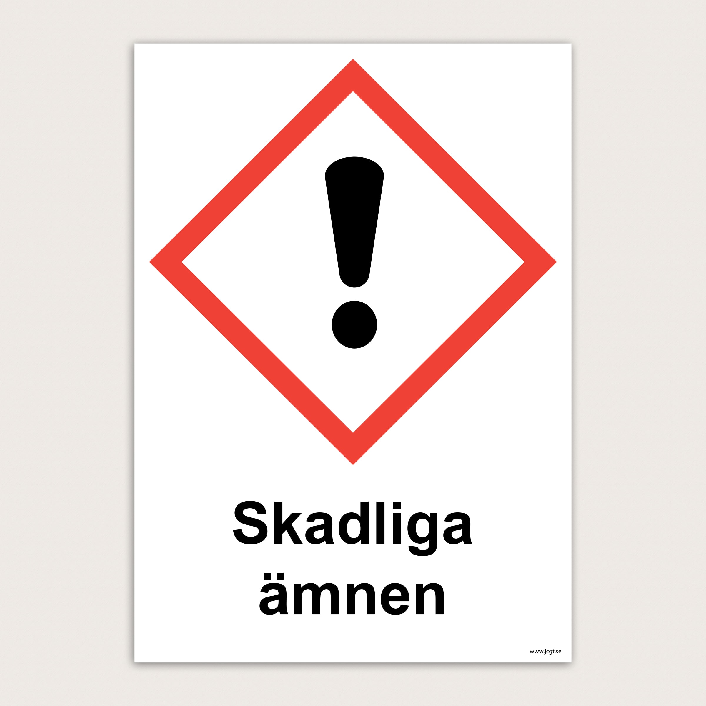 Varningsskylt Skadliga ämnen - För kemiska risker - JCGT.SE
