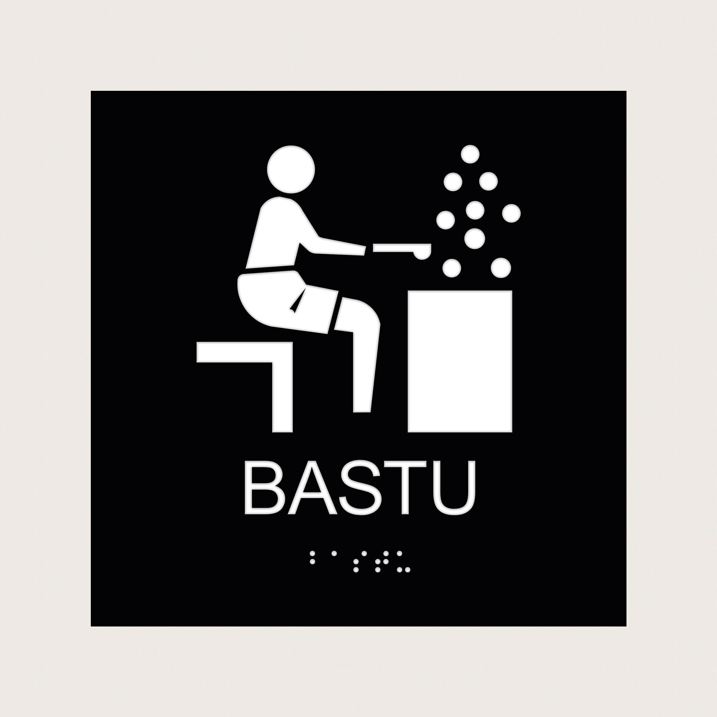Taktilt Piktogram med text Bastu - JC Gravyr & Tryck