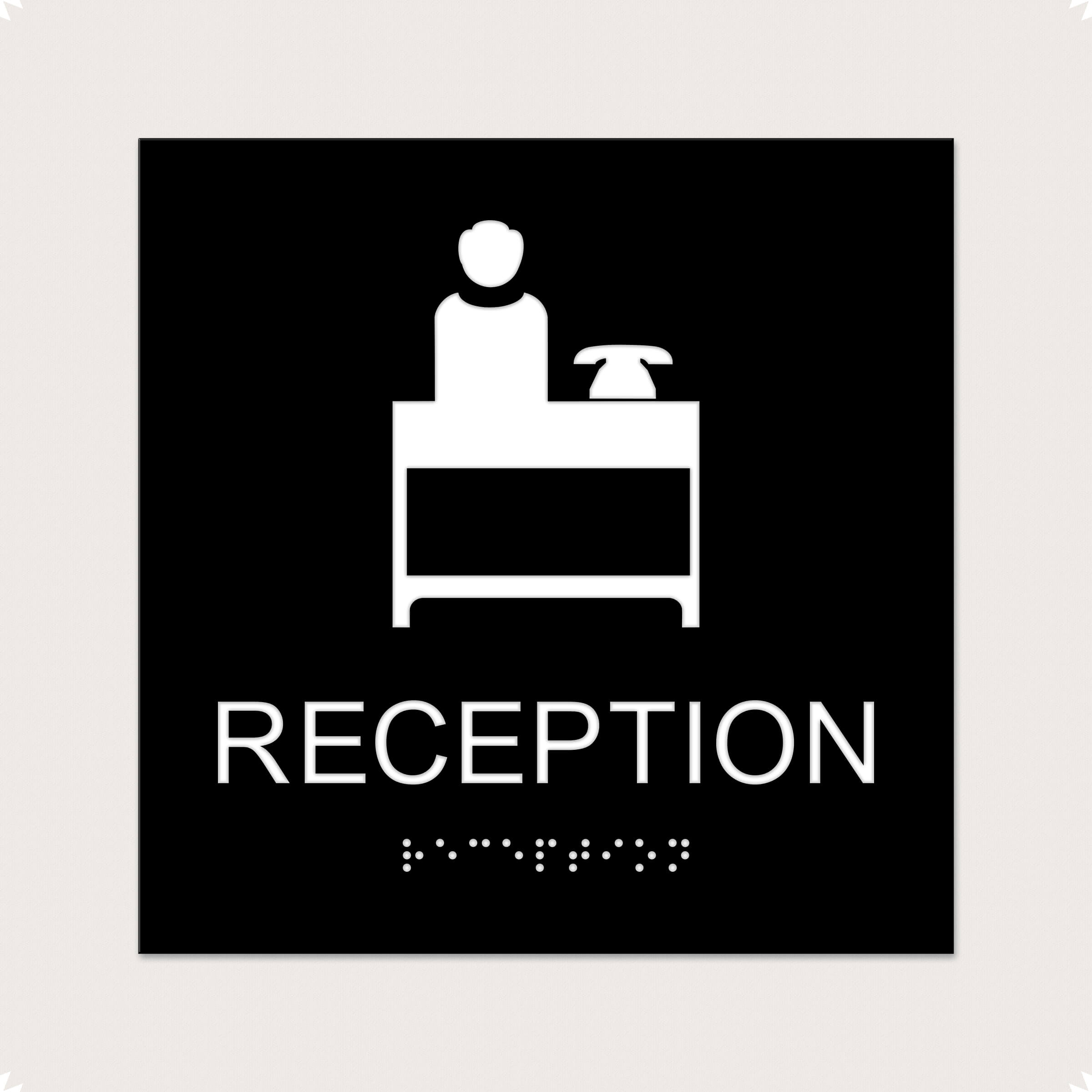 Taktilt Piktogram med text Reception 2 - JC Gravyr & Tryck