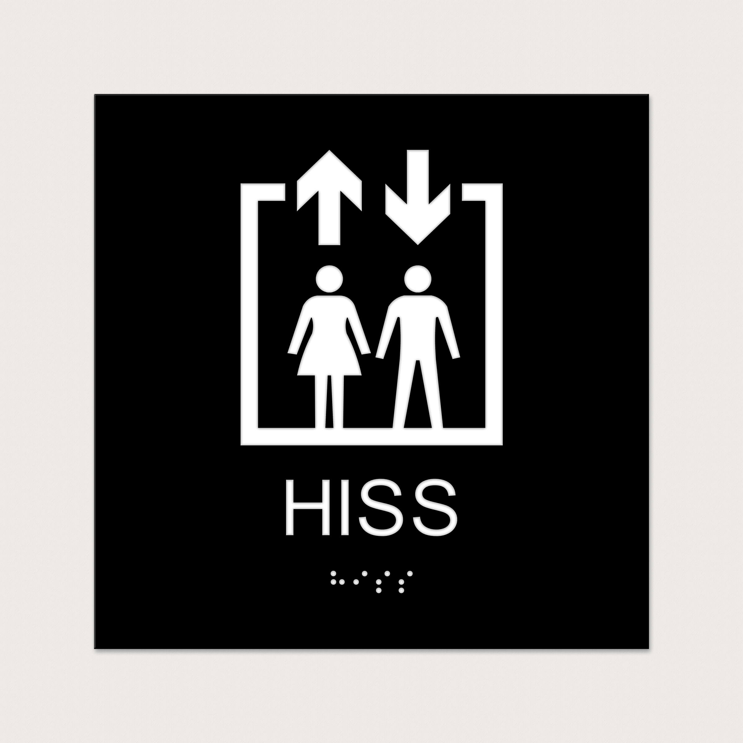 Taktilt Piktogram med text Hiss 2 - JC Gravyr & Tryck