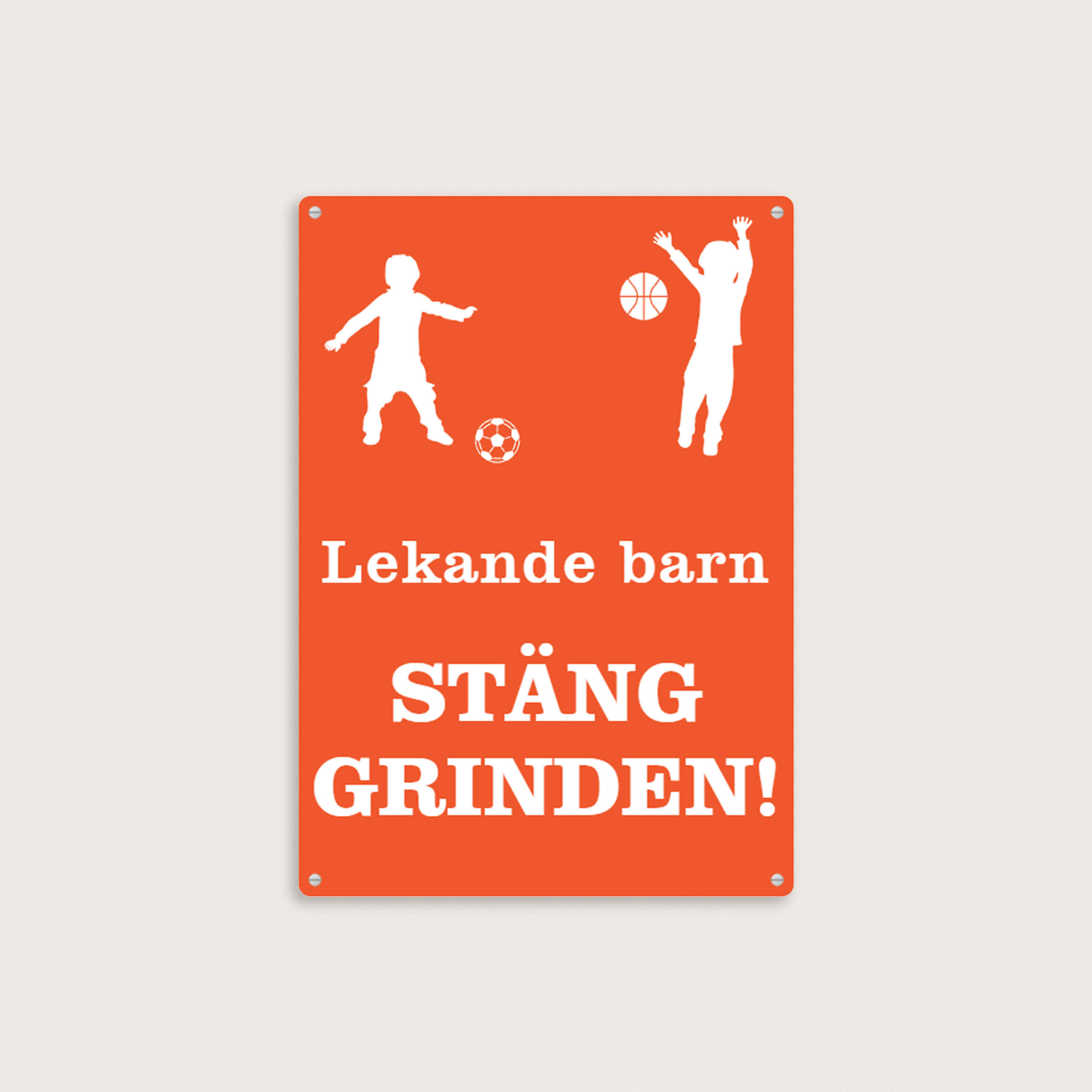 Lekande barn Stäng grinden skylt i plast 297 x 210 mm - jcgt.se