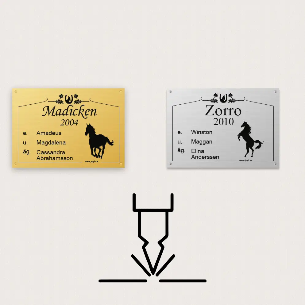 Graverade skyltar - Gravyrskyltar med egen design - JCGT