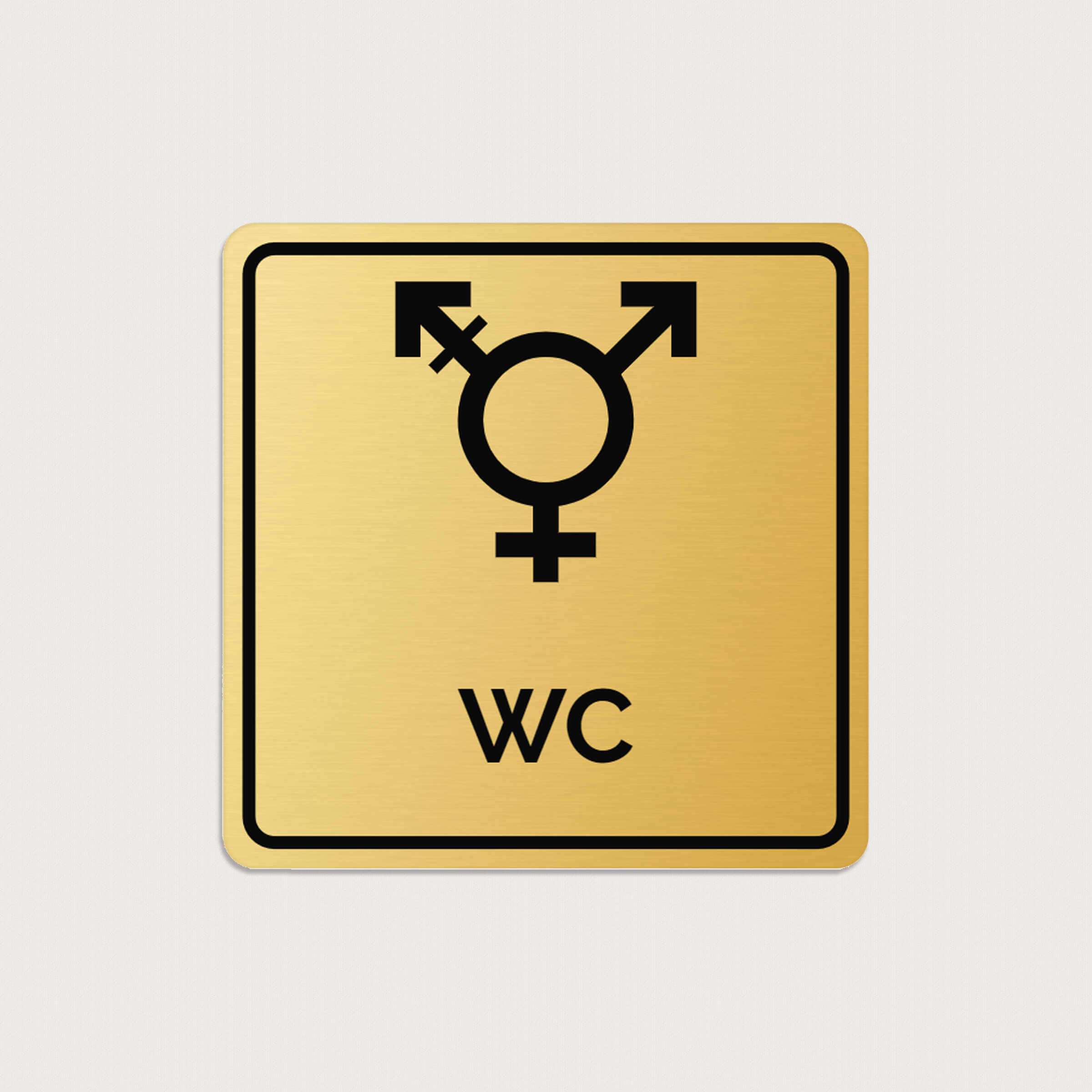 Toalettskylt WC Transgender i mässing 100 x 100 mm - JCGT
