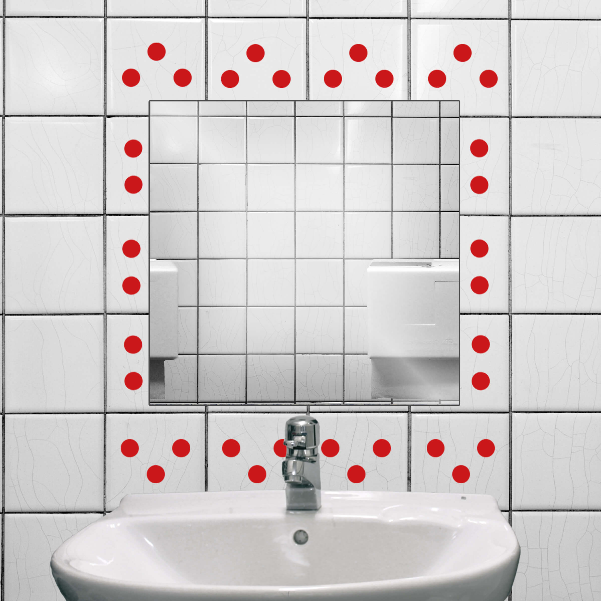 Kontrastmarkering för Kakel Cirklar Röd - JC Gravyr och tryck