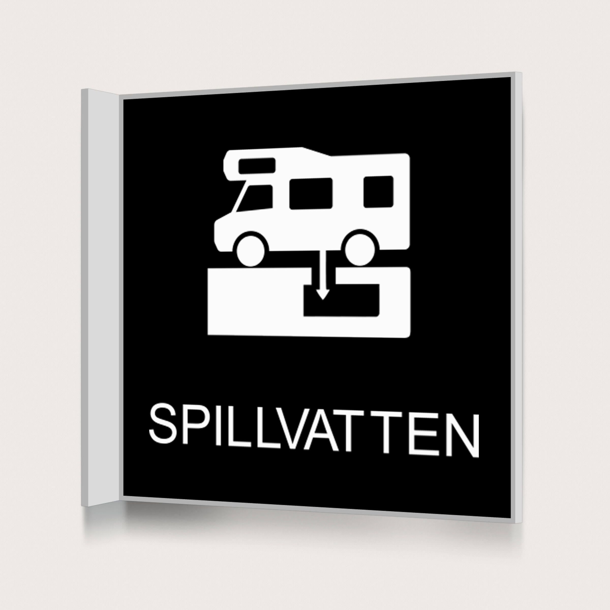 Flaggskylt Spillvatten 150 x 150 mm - JC Gravyr & Tryck